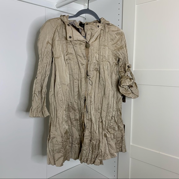 Zara | Jackets & Coats | 525 Sale Zara Crinkle Texture Beige Raincoat ...